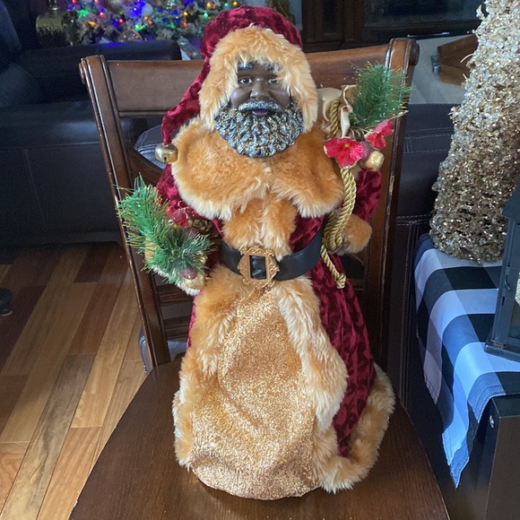 Holiday | Large Tree Topper Beautiful African American Santa With Dark ...